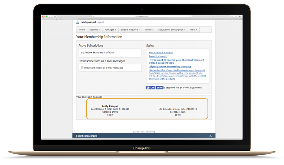 Spanish address 969 565 Spain Order Fulfillment Virtual Address